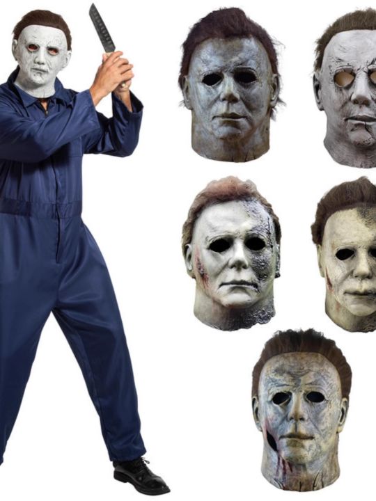 Halloween Michael Myers Mask Scary Killer Full Head Mask Creepy Fire ...