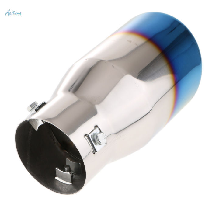 Universal 76mm Stainless SUV Exhaust Tail Muffler Silver and Blue ...