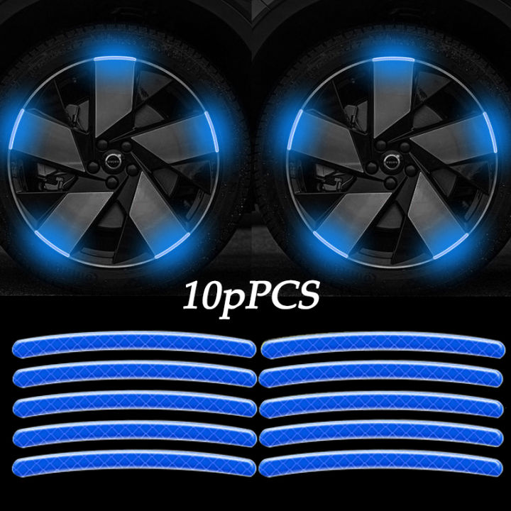 10pcs Car Wheel Hub Reflective Sticker Tire Rim Reflective Strips ...