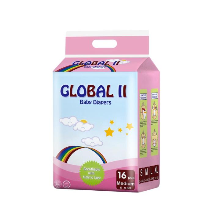 Global II Baby Diapers Medium 16 Pcs 5-9kg | Daraz.lk