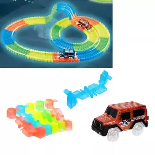 Magic Race Track Toys for Kids Bend Flex and Glow with LED Lights ...