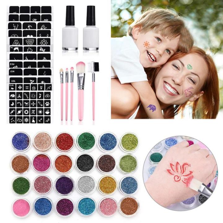 Creative Temporary Body Glitter Tattoo Kit for Kids Temporary Tattoos ...