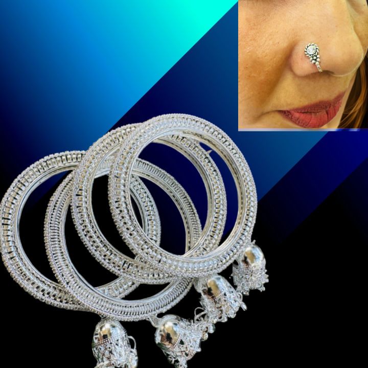 Silver color Indian beautiful bangle and for women and girl | Daraz.lk