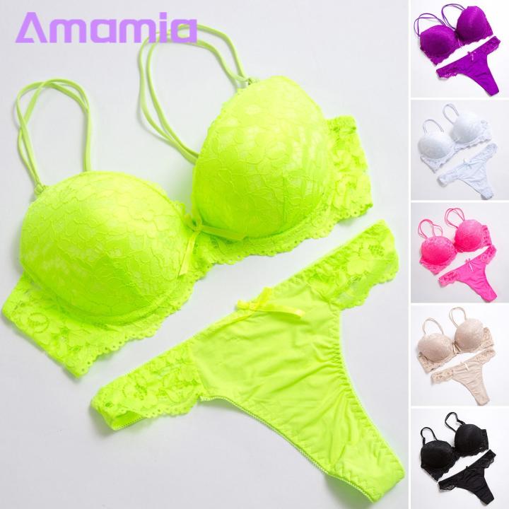 Bra Panties Solid Color Women Lace Bra And Panty Set | Daraz.lk