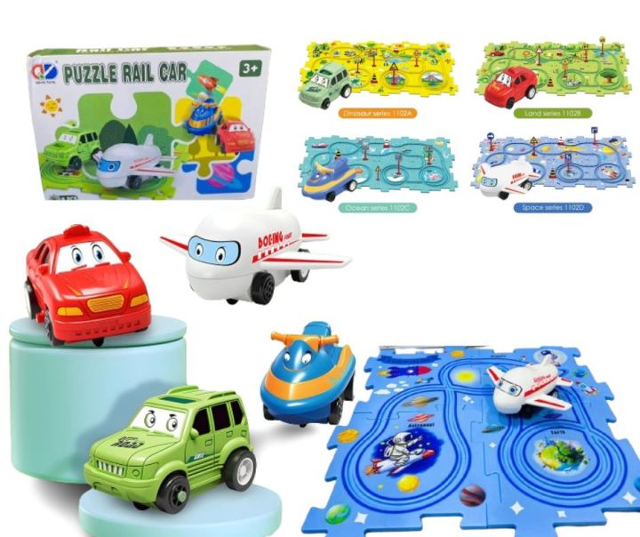 Puzzle Track Car Play Set, Children's Educational Puzzle Track Car Play ...