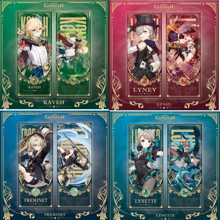 Lyney Freminet Lynette Kaveh Bookmarks Anime Genshin Impact Ticket ...