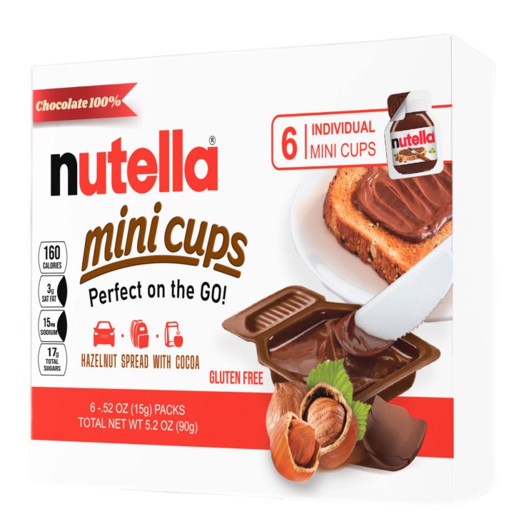 Nutella UK Chocolate Hazelnut Spread Portions 6 Individual Mini Cups ...