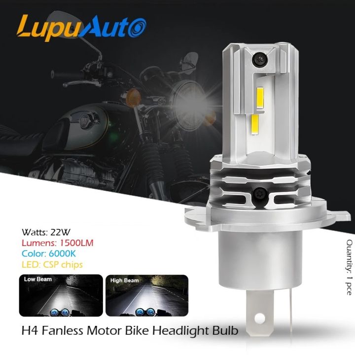 H4 9003 HB2 High Low Beam LED 22W 1500LM 6000K White Motorcycle Headlight Bulb CSP for Motorbike ...