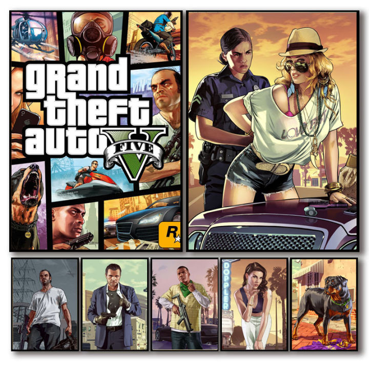 A4 Sized Poster GTA 5 Gaming Grand Theft Auto V Wall Posters PVC Framed Wall Decors | Daraz.lk
