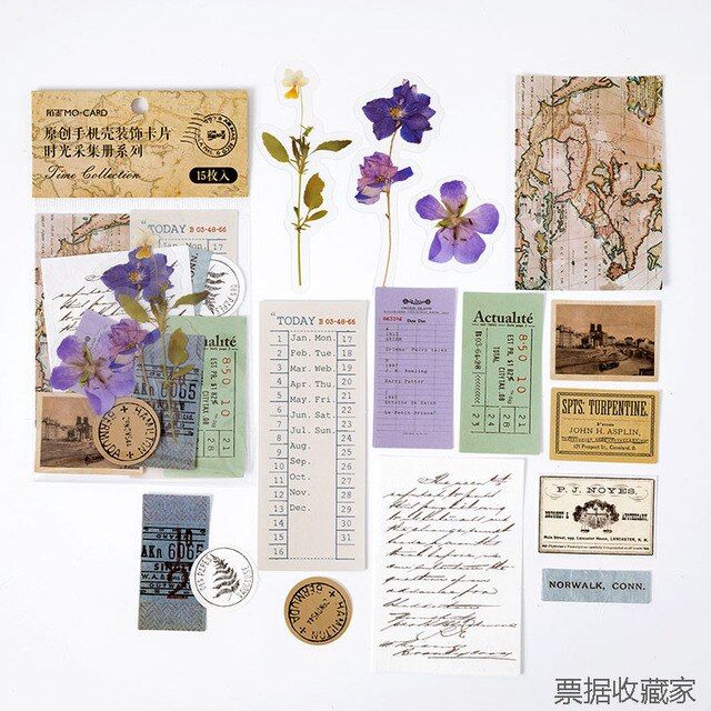 Style 15Pcs Craft Scrapbooking Vintage Diary Stationery Stickers Label ...