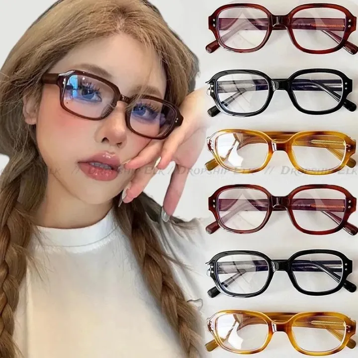 Retro Korean Anti Blue Light Glasses Frame Men Women Ins Y2K Clear Lens ...