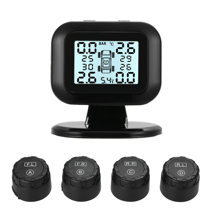 TPMS Tire Pressure Monitoring System Wireless Real-time LCD Display 4 ...