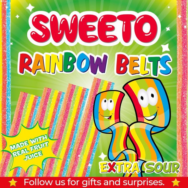 Sweeto RAINBOW BELTS with Fruit Juice Gummy Bear Candy 80g for Children ...