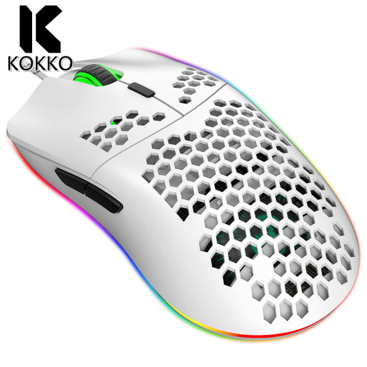 KOKKO Honeycomb Wired Mouse Ergonomic Design 6 RGB Backlit Modes ...