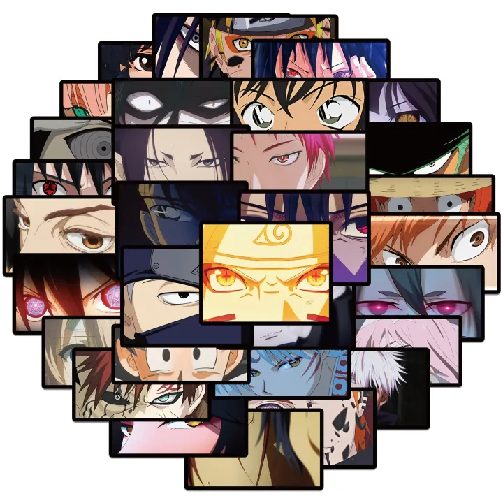 40Pcs Mixed Anime Characters Eyes Stickers Naruto One Piece Jujutsu ...