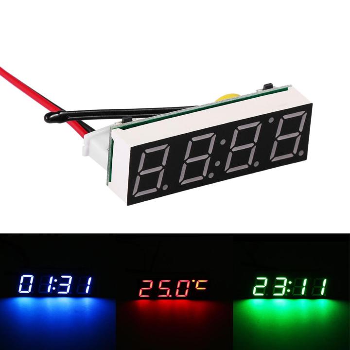 【Red】 Hot Sale New Mini Digital Clock Voltmeter 3 IN 1 LED Display ...