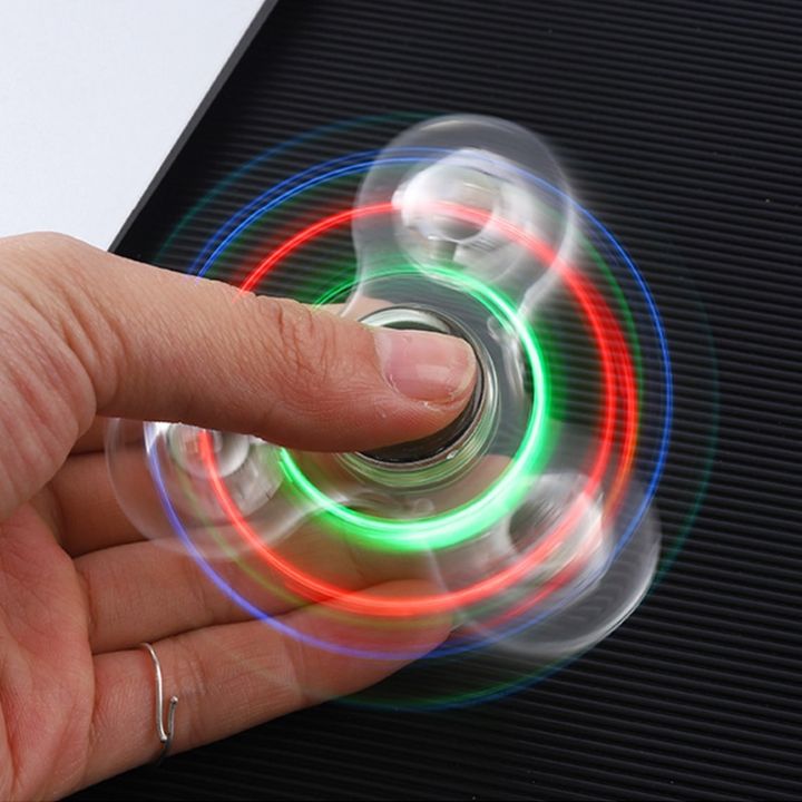 Transparent Crystal Gyro Fidget Toys Fidget Spinner Fingertip Light ...
