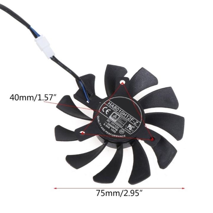 5asd HA8010H12F-Z 2Pin 12V 0.5A GPU Cooling Fan for GeForce 1650 SUPER ...