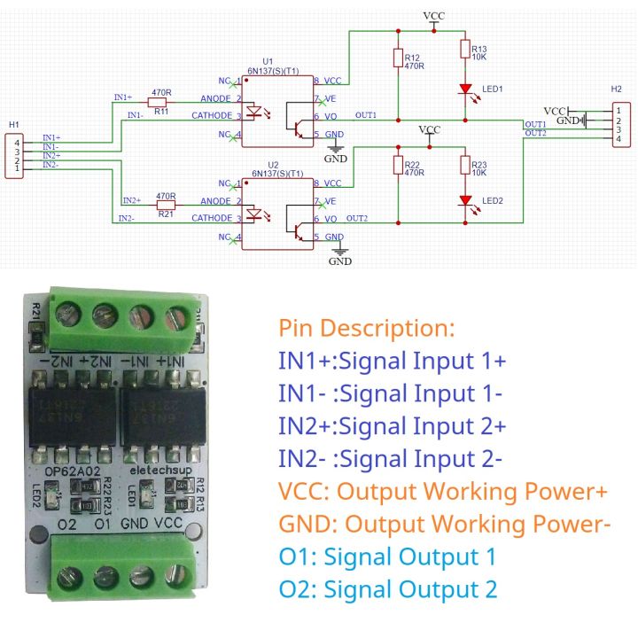 High-Speed 2CH Logic Gate Photocoupler Module for Arduiuo Pico ESP32 MCU, 3.3V 5V Level ...