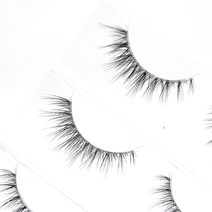 D-5 Sharpened False Eyelashes 3D 3 Natural Messy Sheer Root Thick Cross ...