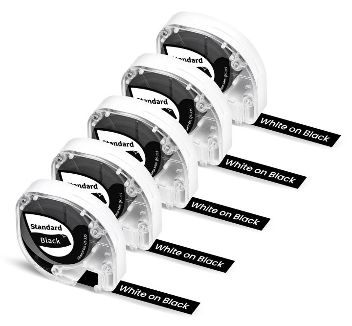 Maoxia White on Black Plastic Label Tape Compatible with P12 Label ...