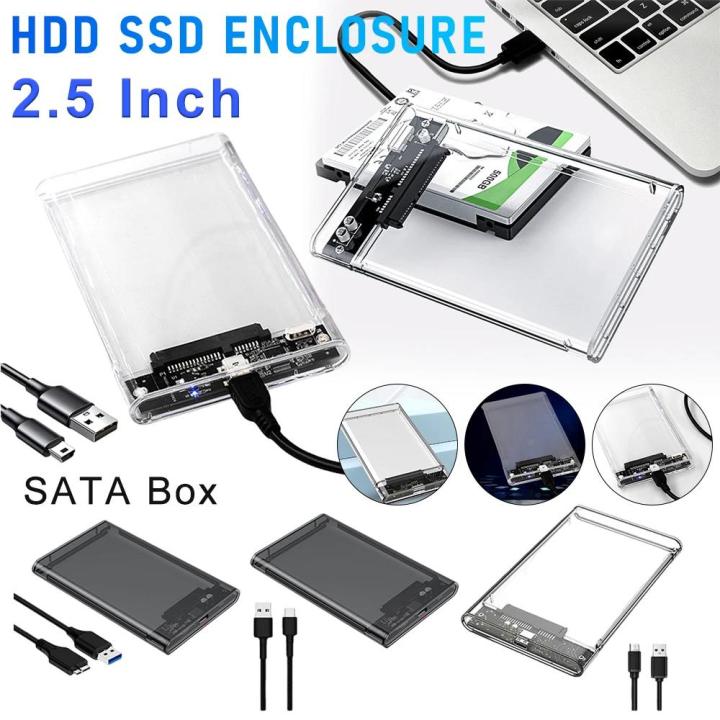 USB Type C HDD SSD Enclosure Portable Transparent External Hard Drive ...