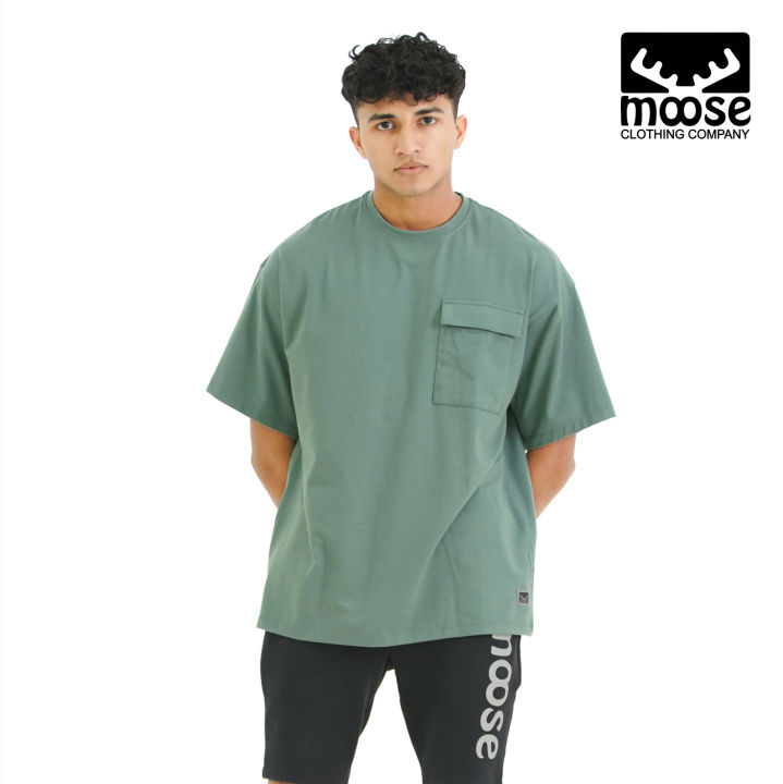 Moose Oversized Pocket T-Shirt – Dark Sage | Daraz.lk