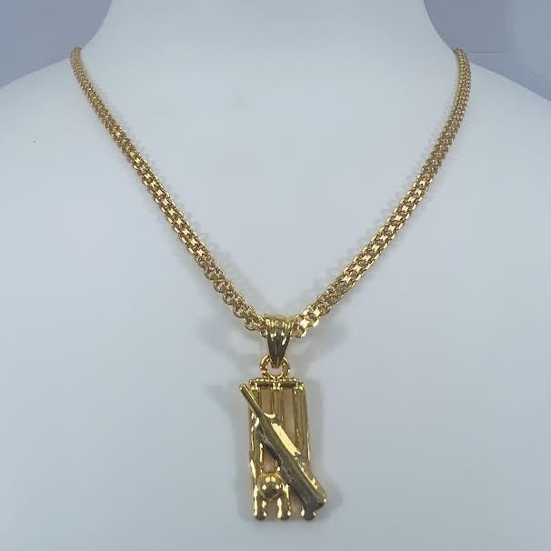 Gold Plated chein 2MM Bismark Chain with Beautiful cricket pendant for ...