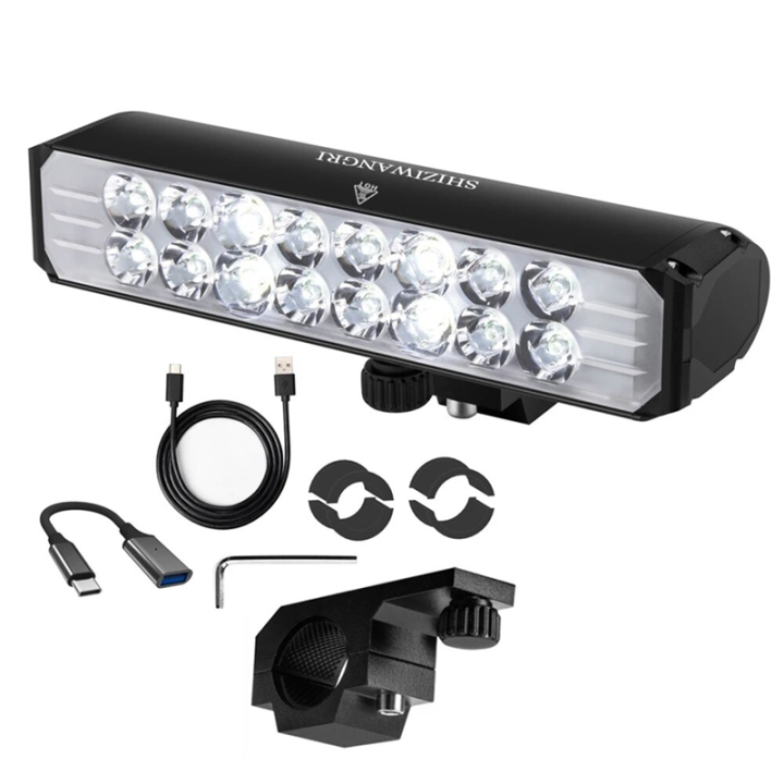 Bike Headlight Bicycle Led Light 16 LED Bicycle Front Lamp 10000Mah Front Bike Light Aluminum ...