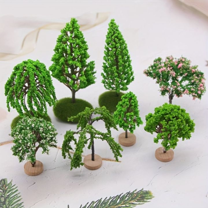 Garden Decor Accessories Plastic Model Trees Natural Green Artificial ...
