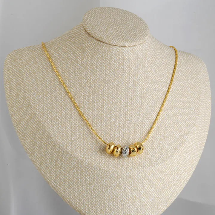 ZHUKOU Round beads charms necklaces for women simple Brass gold color ...