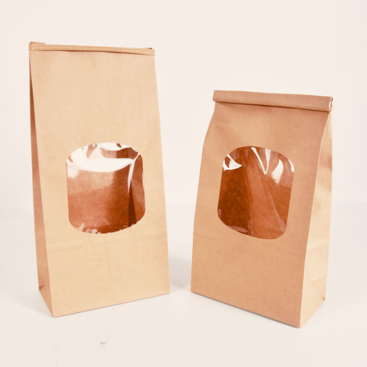 10/20pcs Bakery Bags with Clear Window Small Kraft Paper Bags Tin Tie ...