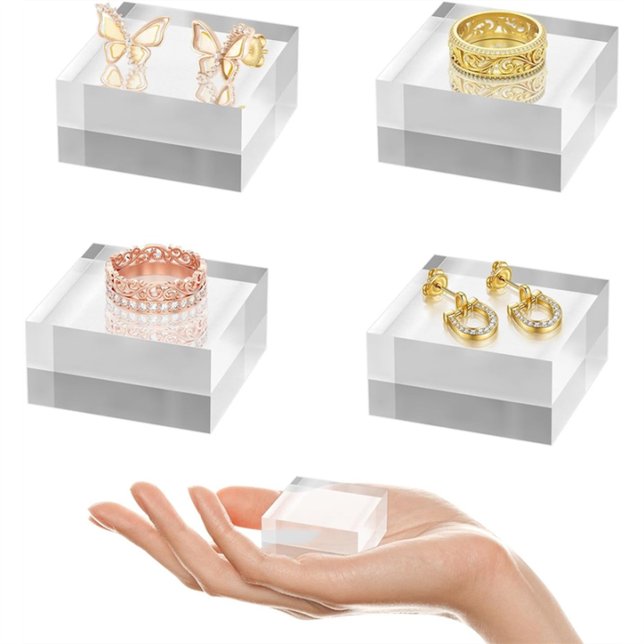 Acrylic Square Riser for Display Stands 4 Pieces 2 X 2 X 1 Inch Base ...