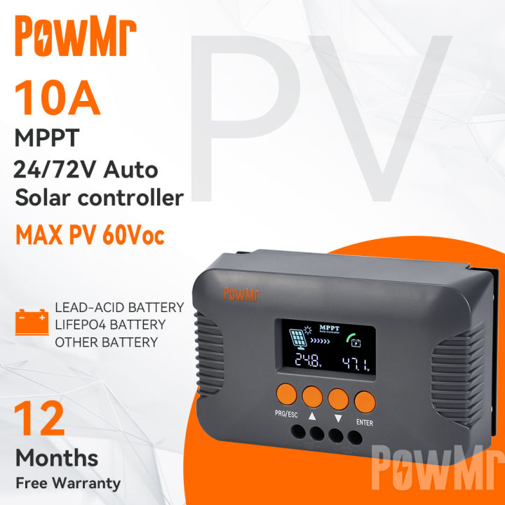 PowMr 10A 24/36/48/60/72V Boost MPPT Controller Overcharge Short ...