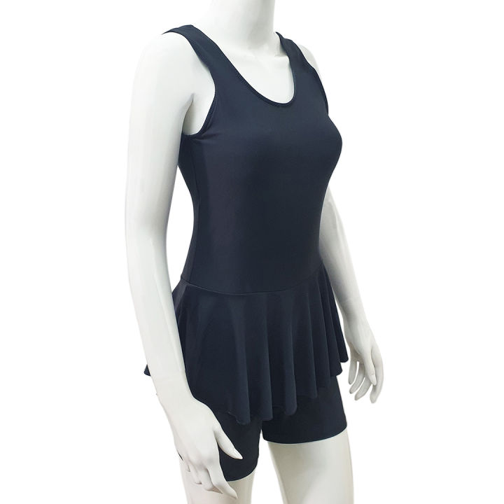 Women's Swim Dress, Long Torso Swimsuit with Boyshort, Flared Skirt ...