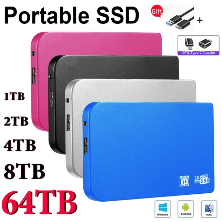 1TB External Solid State Drive 2TB High-speed Portable SSD Type-C USB 3 ...