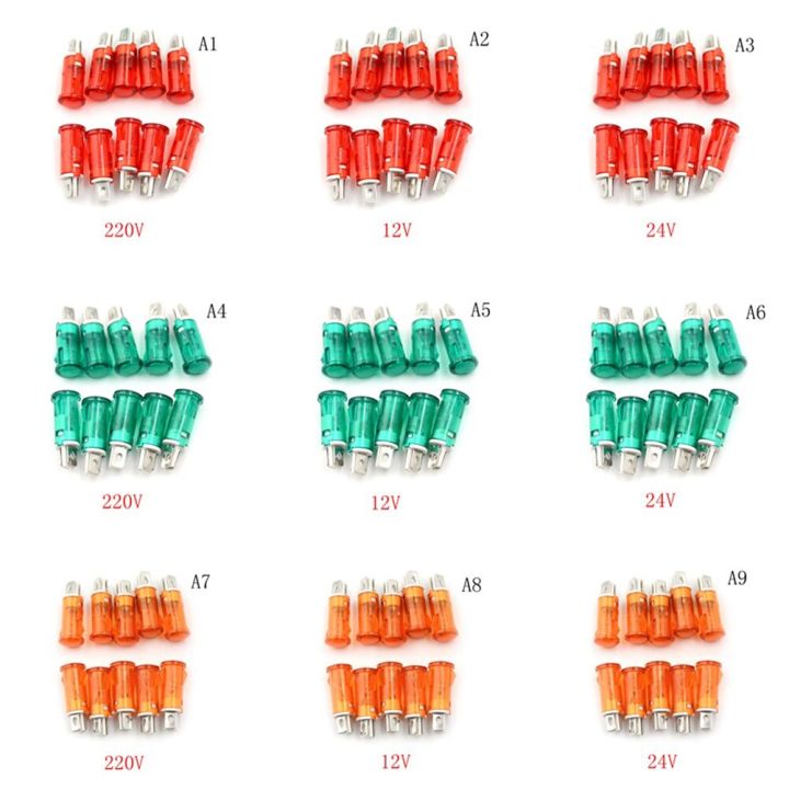 10pcs Guiding Signal Lamp Panel Mounting Neon Indicator Red Green ...