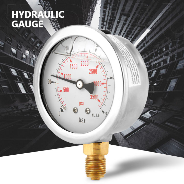 0-250Bar 0-3750PSI G1/4 63mm Dial Hydraulic Water Pressure Gauge Meter ...