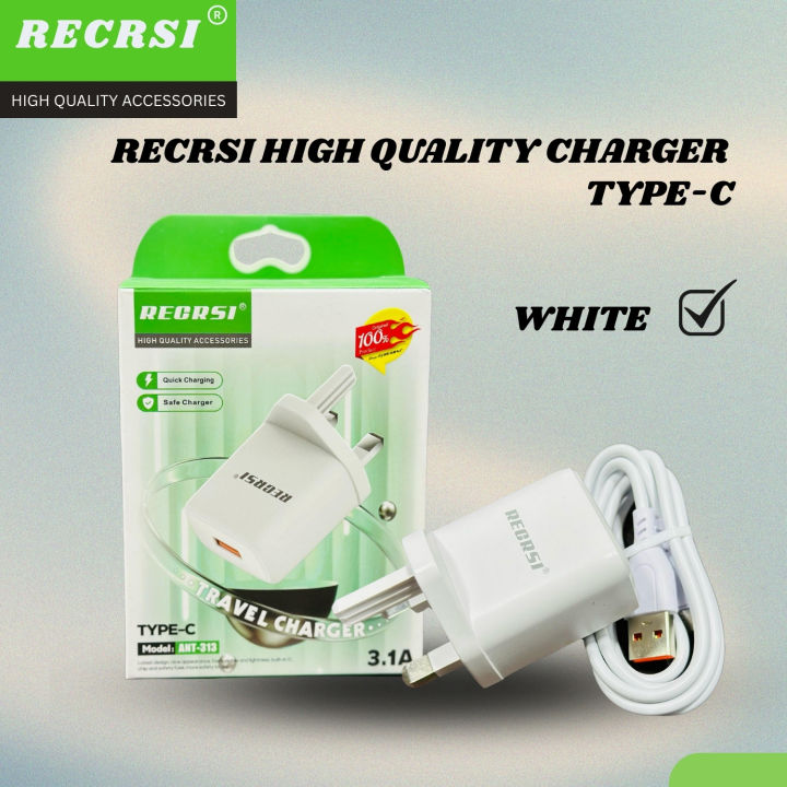RECRSI HIGH QUALITY CHARGER 3.1A USB TO TYPE-C | Daraz.lk