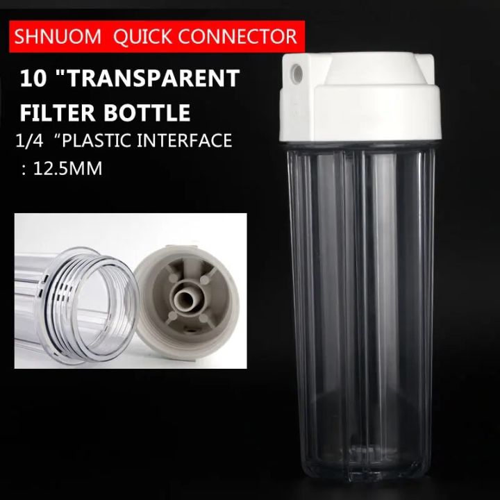 10 Inch Transparent Filter Bottle 1/4'' Thread 12MM Double Rubber Ring ...