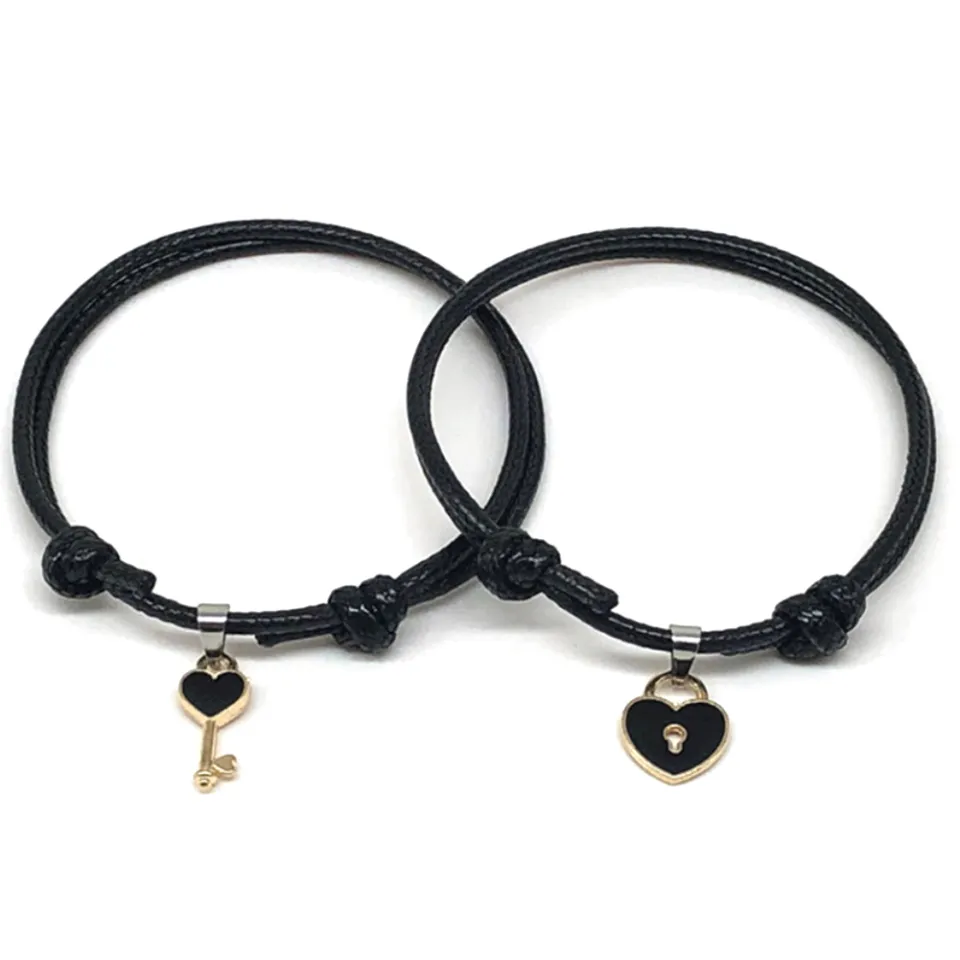 1Pc Key Lock Heart Pendant Couple Bracelet Chain Bangle Jewelry Daraz.lk