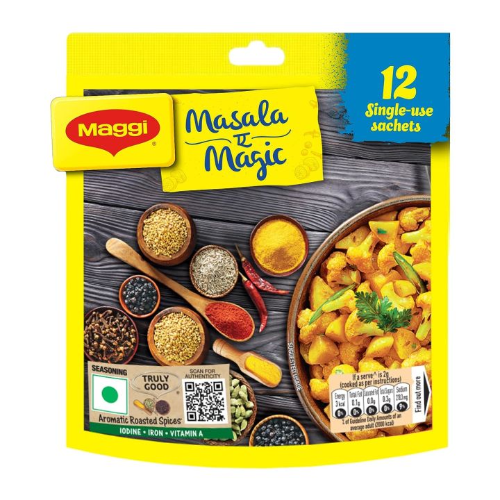 MAGGI Masala-ae-Magic Vegetable Masala, 72g Pouch (6g x 12 Sachets) | All in One Masala for Dry ...