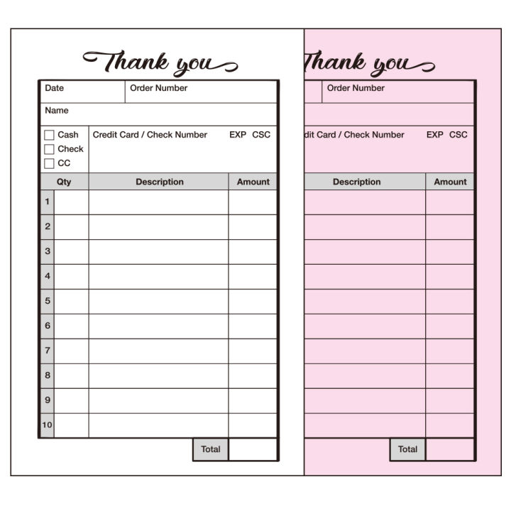 Thank You Receipt Book, 2-Part Carbonless,Carbon Duplicate Copy Sales ...