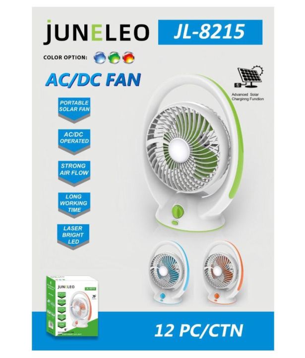 Juneleo 6" AC/DC Rechargeable Table Fan with Light (Jl 8215) | Daraz.lk