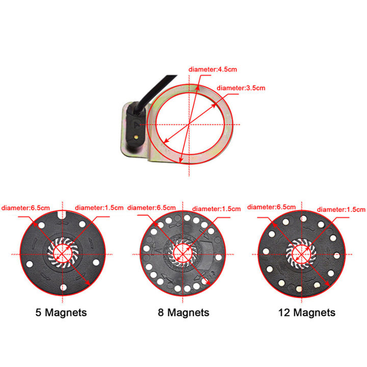 Electric Bicycle Pedal PAS System Assistant Sensor 5/8/12 Magnets Speed ...