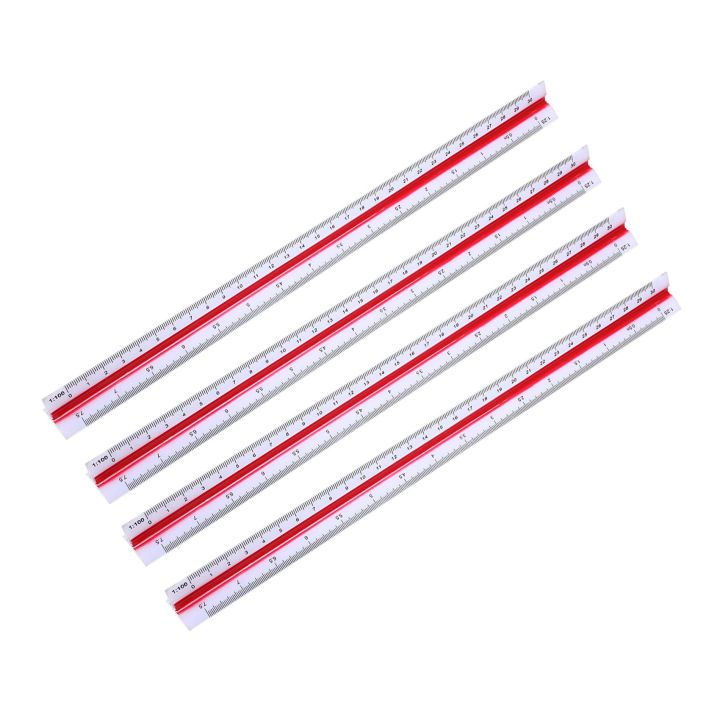 4X 1:20 1:25 1:50 1:75 1:100 1:125 Plastic Triangular Scale Ruler ...