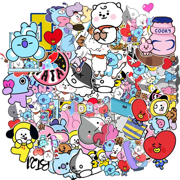 20/40/60pieces BTS Stickers BT21 Kpop Music Stickers for Decorations ...