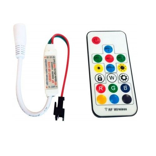 SP104E LED Pixel Full Color Dimmer Controller RF 17-Key Wireless Remote ...