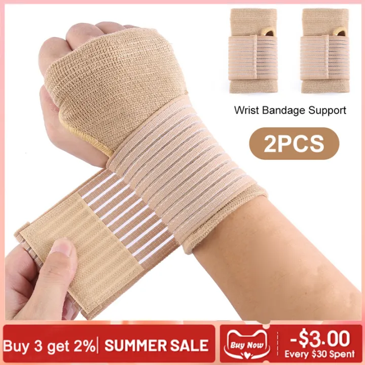1 Pair Elastic Bandage Wrist Guard Support Arthritis Sprain Band Carpal ...