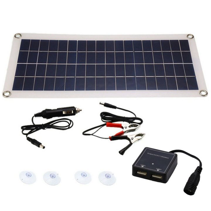 NANLIY 2X 8W 12V Dual USB/DC Flexible Solar Panel Efficient Car Battery ...